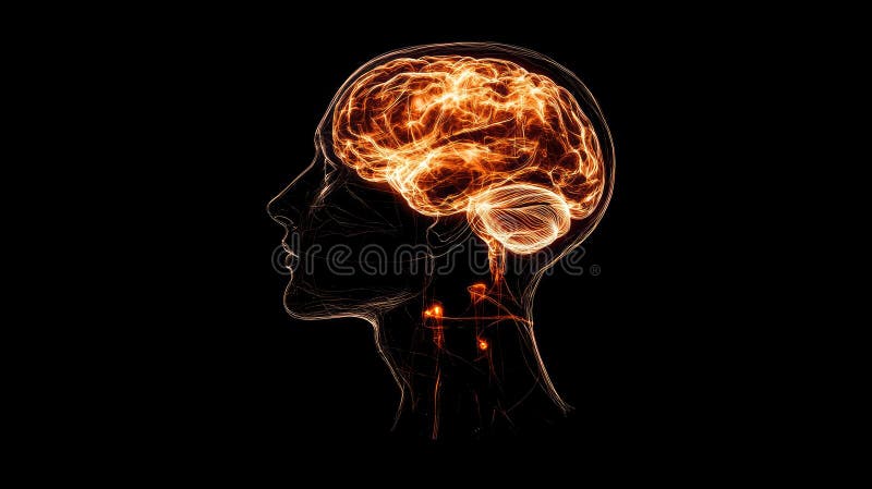 Human Brain Silhouette Artificial Intelligence. Selective Focus Stock ...