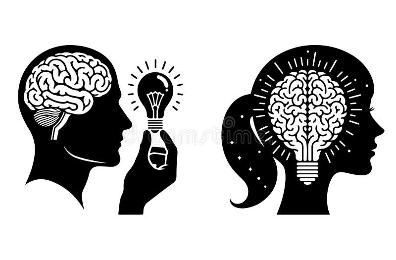 Human Brain Silhouette Vector Style with White Background Stock Image ...