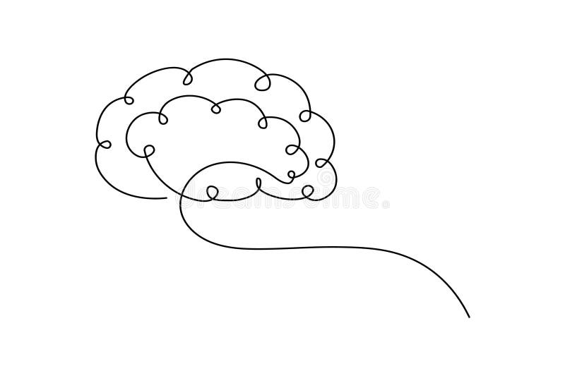 Human Brain Simple Continuous Line Drawing Isolated on White Stock ...