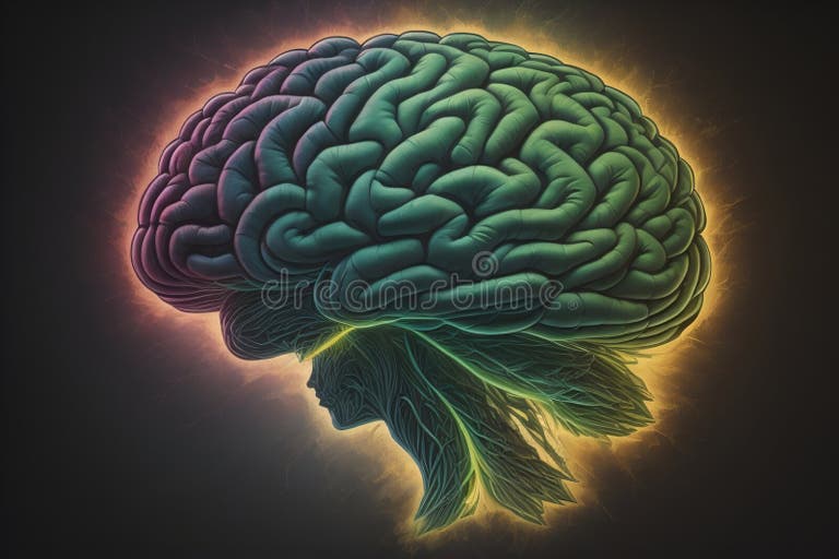 Human Brain on a Solid Color Background. Ai Generative Stock ...