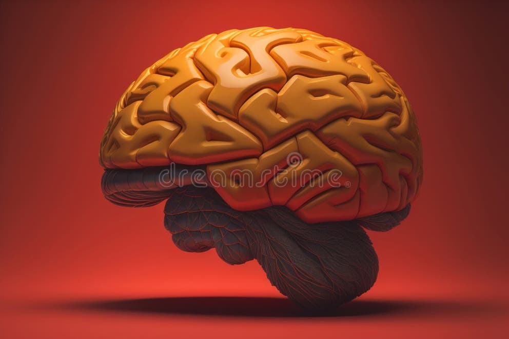 Human Brain on a Solid Color Background. Ai Generative Stock ...