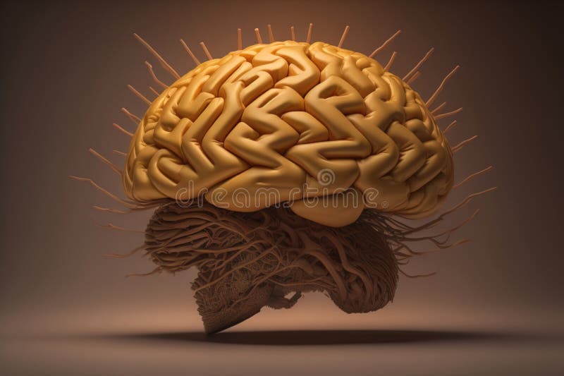 Human Brain on a Solid Color Background. Ai Generative Stock Image ...