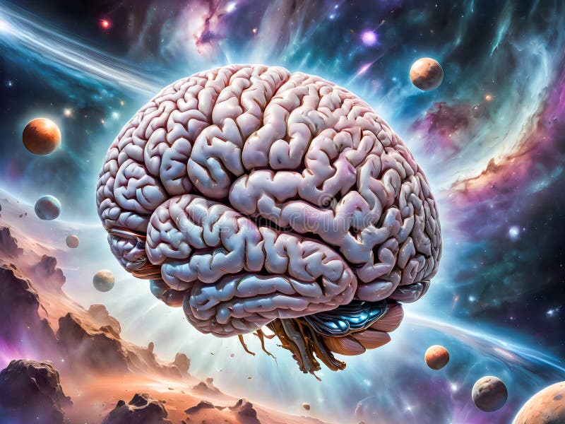 Human brain in space stock illustration. Illustration of mental - 301557518