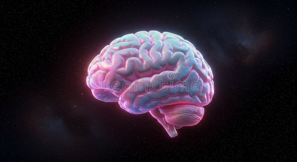 Human Brain in Space Glowing Human Brain Floating in the Cosmos ...