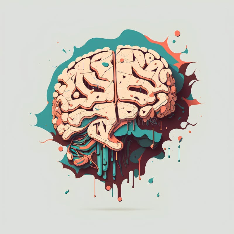 Human Brain with Plants and Flowers. 3d Render. Vector Illustration ...