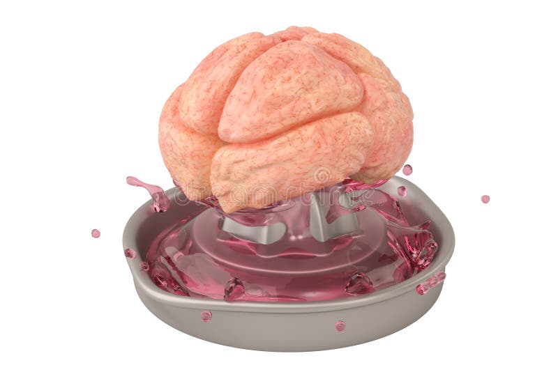 A Human Brain Squeezed on Juicer.3D Illustration. Stock Illustration ...