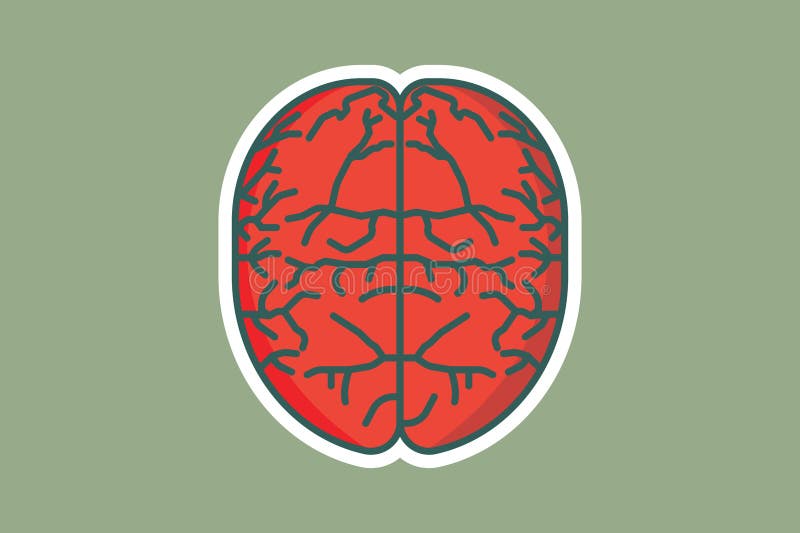 Human Brain Sticker Vector Illustration. Education Object Icon Concept ...