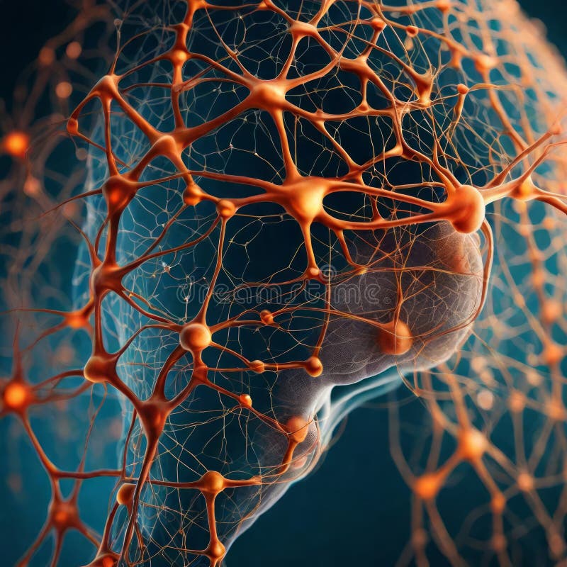 Illustration Of Digital Neural Connections And Human Brain Silhouette