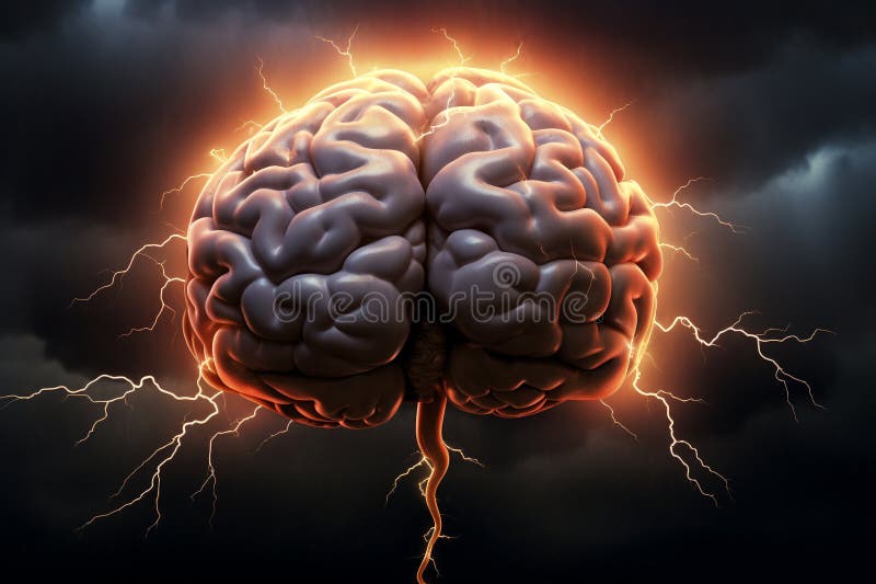 Human Brain Struck by Lightning, Symbolizing the Intense Struggle of ...