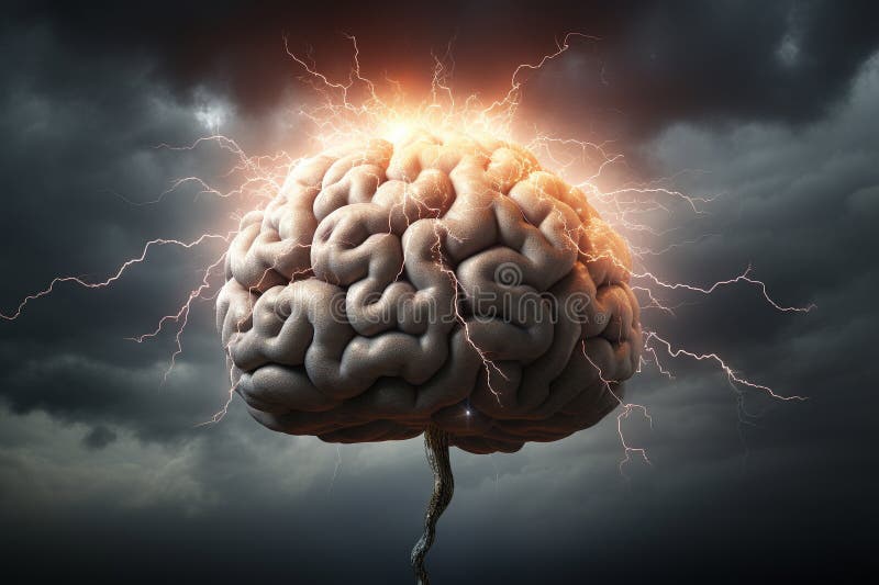Human Brain Struck by Lightning, Symbolizing the Intense Struggle of ...