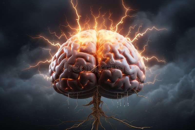 Human Brain Struck by Lightning, Symbolizing the Intense Struggle of ...
