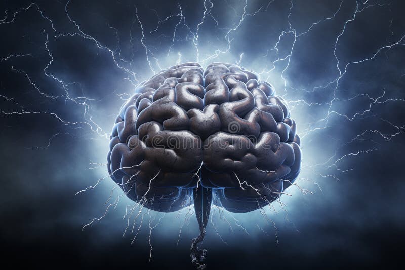 Human Brain Struck by Lightning, Symbolizing the Intense Struggle of ...