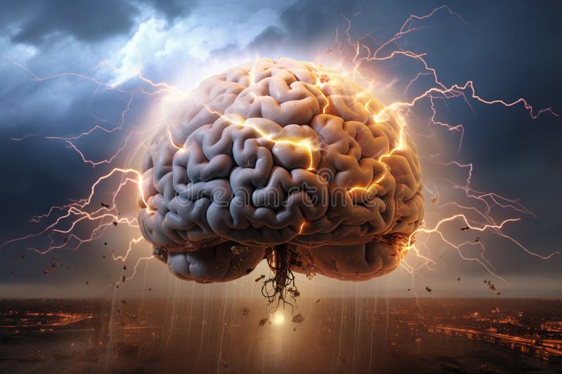 Human Brain Struck by Lightning, Symbolizing the Intense Struggle of ...