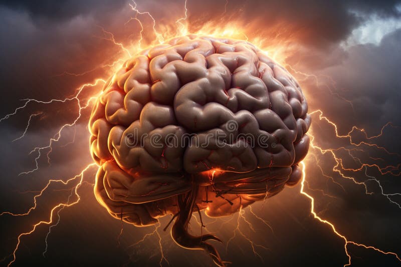 Human Brain Struck by Lightning, Symbolizing the Intense Struggle of ...