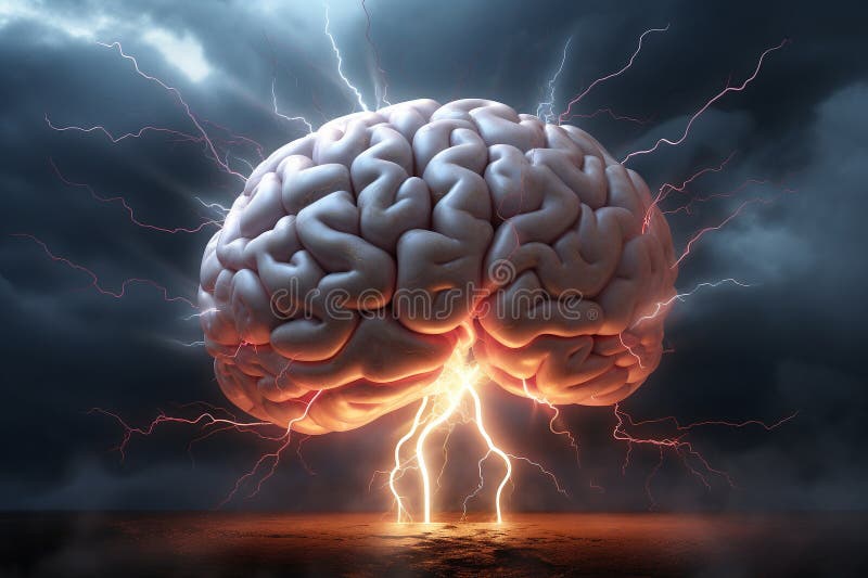 Human Brain Struck by Lightning, Symbolizing the Intense Struggle of ...