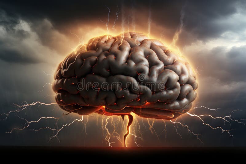 Human Brain Struck by Lightning, Symbolizing the Intense Struggle of ...
