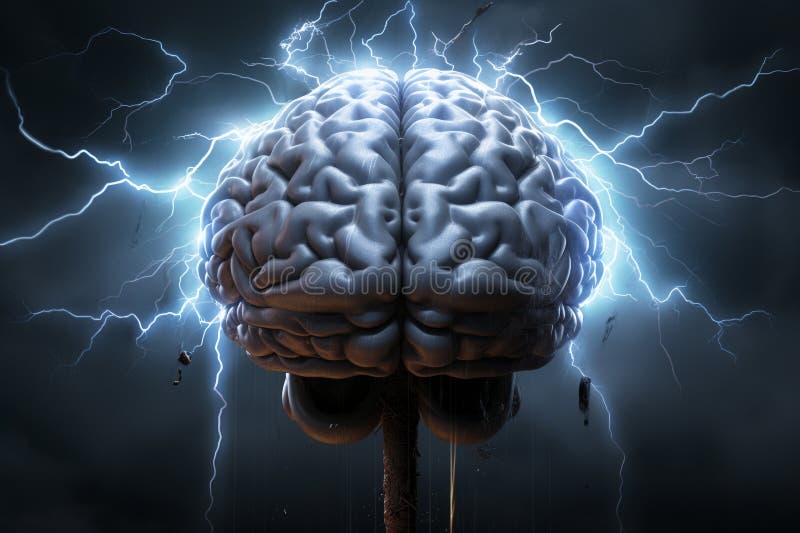 Human Brain Struck by Lightning, Symbolizing the Intense Struggle of ...