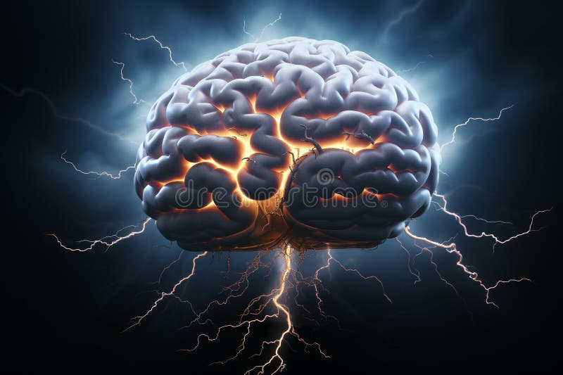 Human Brain Struck by Lightning, Symbolizing the Intense Struggle of ...
