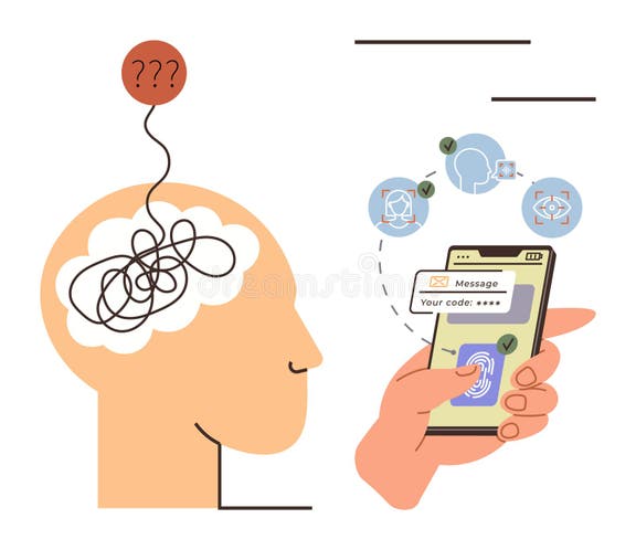Human Brain Struggling with Thoughts and Smartphone Biometric Login for ...