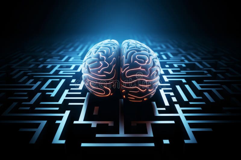 Human Brain on the Surface of Labyrinth Stock Illustration ...