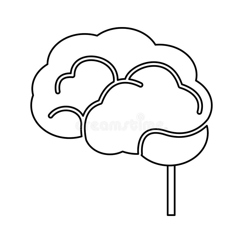 Human Brain Symbol in Black and White Stock Vector - Illustration of ...