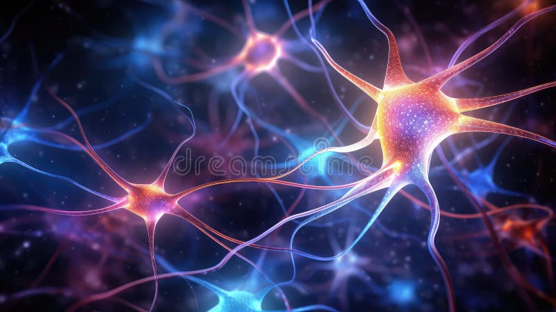 Brain Synapse Neuron Glowing Connections Illustration Stock ...