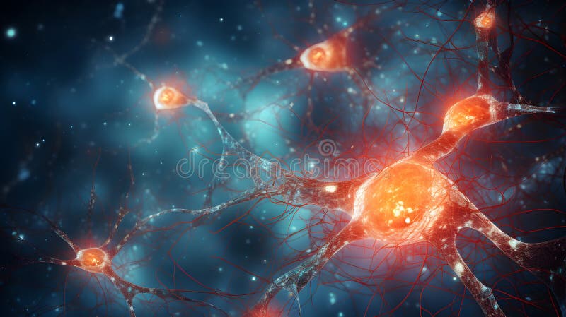 Human Brain Synapses, Neurons, Atoms and Molecules Stock Illustration ...