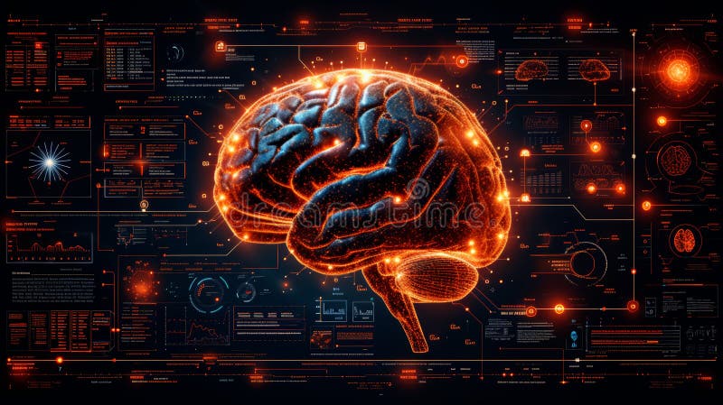 Brain Activity Visualization with Analytical Data Stock Illustration ... Brain Activity Visualization with Analytical Data Stock Illustration ...