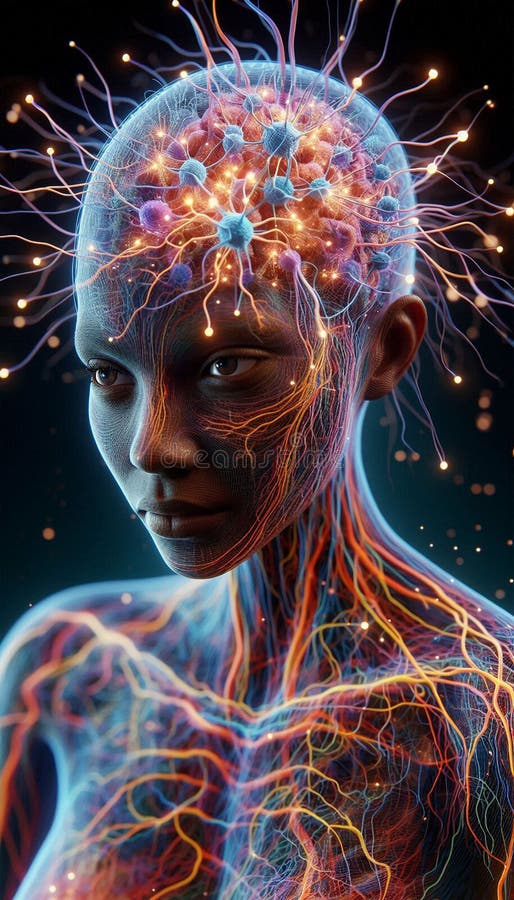 Human Brain System with Neural Connections and Energy Flow Stock ...