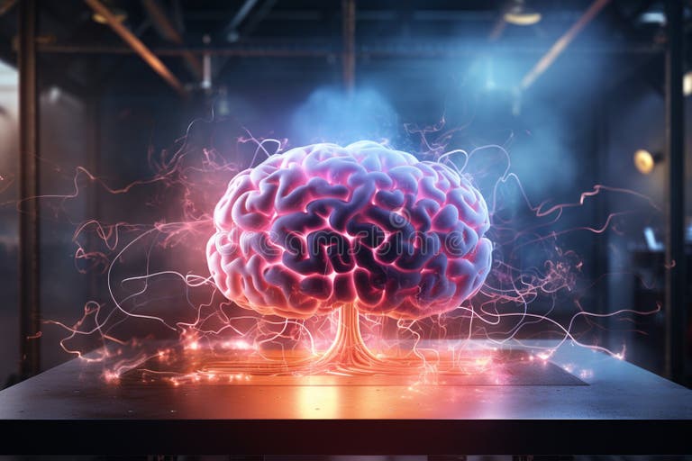 Human Brain on the Table. 3d Rendering Stock Illustration ...