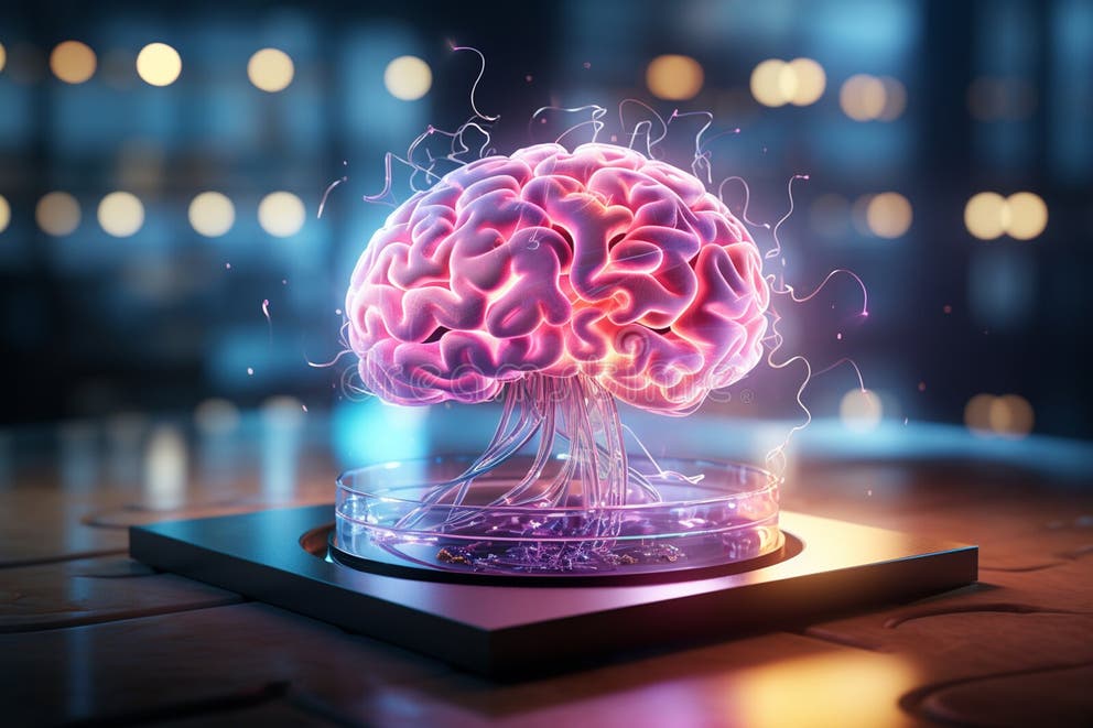 Human Brain on the Table. 3d Rendering Stock Illustration ...