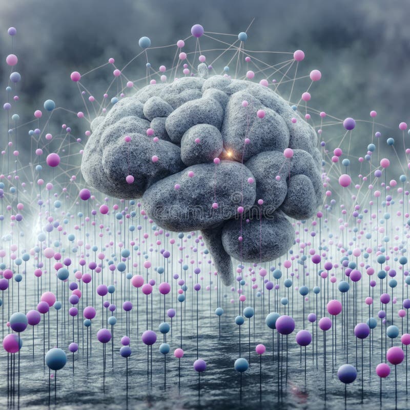 Human Brain in Abstract Background. 3D Rendering, 3D Illustration ...