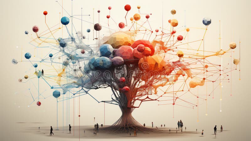 Human Brain in Tech Center of a Mind Map Stock Illustration ...