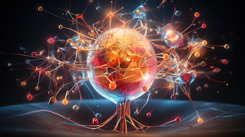 Human Brain in Tech Center of a Mind Map Stock Illustration ...