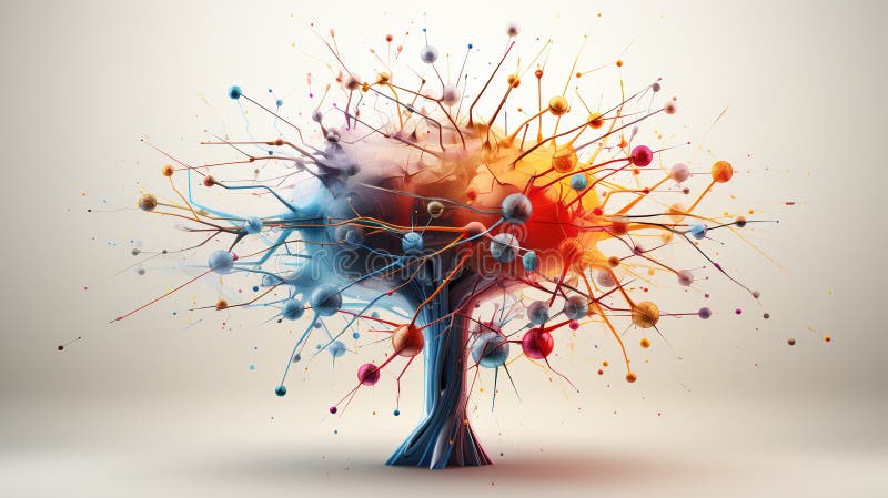 Human Brain in Tech Center of a Mind Map Stock Illustration ...