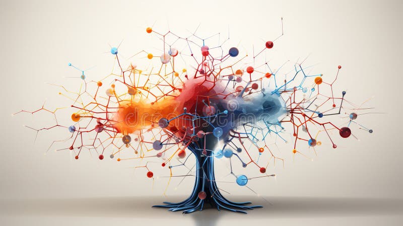 Human Brain in Tech Center of a Mind Map Stock Illustration ...