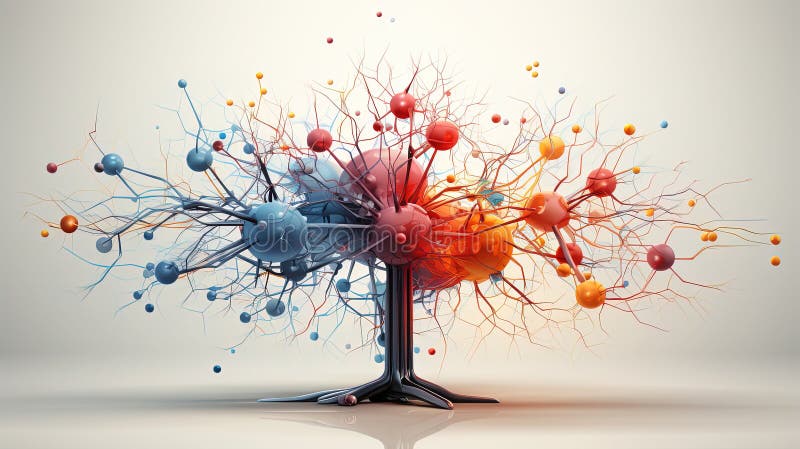 Human Brain in Tech Center of a Mind Map Stock Illustration ...