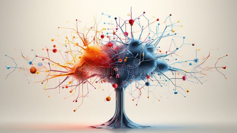 Human Brain in Tech Center of a Mind Map Stock Illustration ...