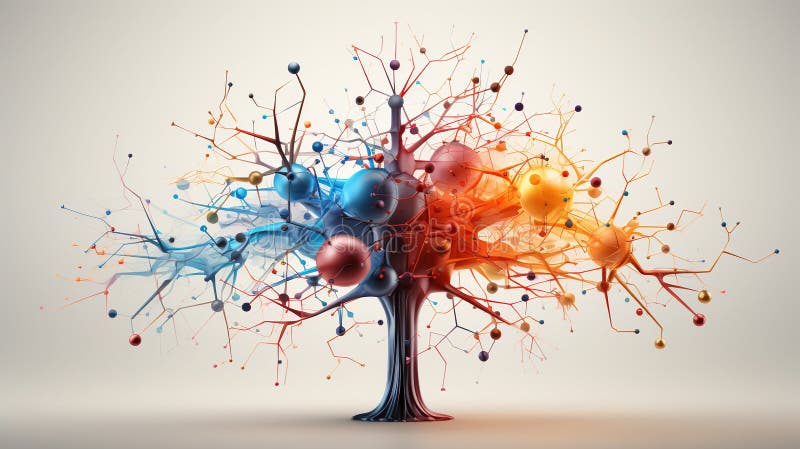 Human Brain in Tech Center of a Mind Map Stock Illustration ...