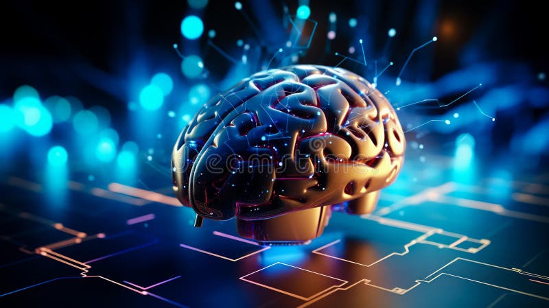 Brain on Technology Background Represent Artificial Intelligence and ...