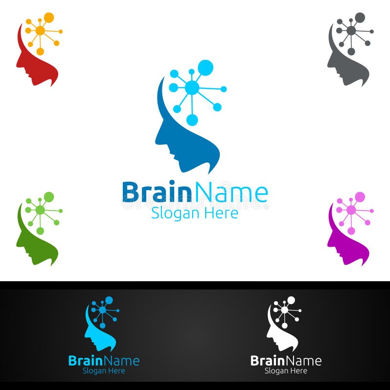 Human Brain Technology Logo with Think Idea Concept Design Stock Vector ...