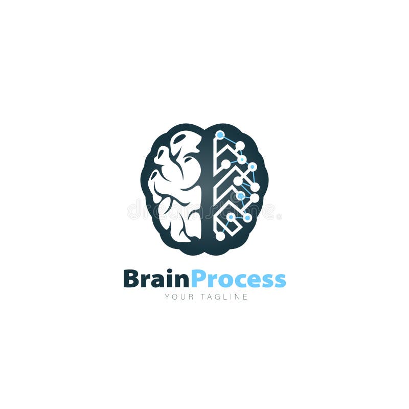 Human Brain Technology Symbol Vector Concept in Flat Style Design ...