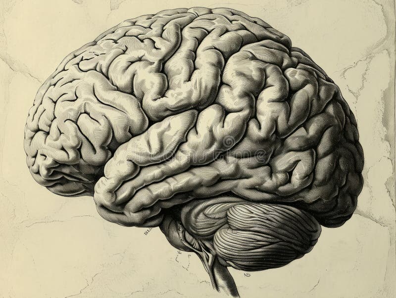 Human Brain on a Textured Background, 3d Rendering. Computer Digital ...