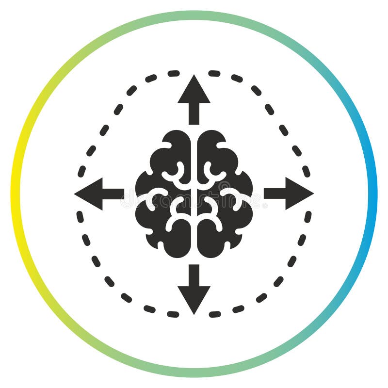Human Brain Thinking Development Icon, Mental Growth, Expanding Think ...
