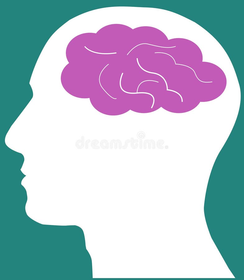 Human Brain Thinking Sign, Human Brain in Head Icon Stock Illustration ...