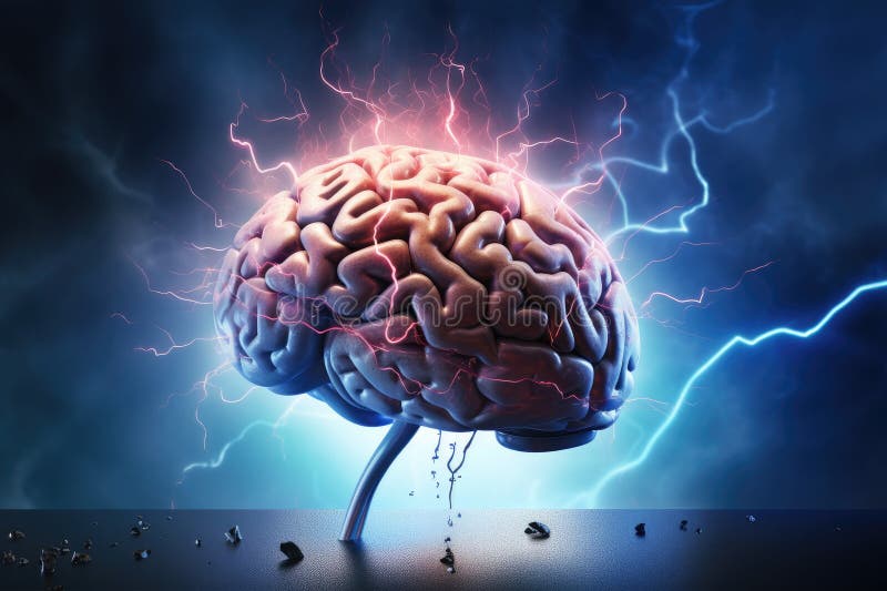 Human Brain with Wires, Illustration of Neural Connections and ...