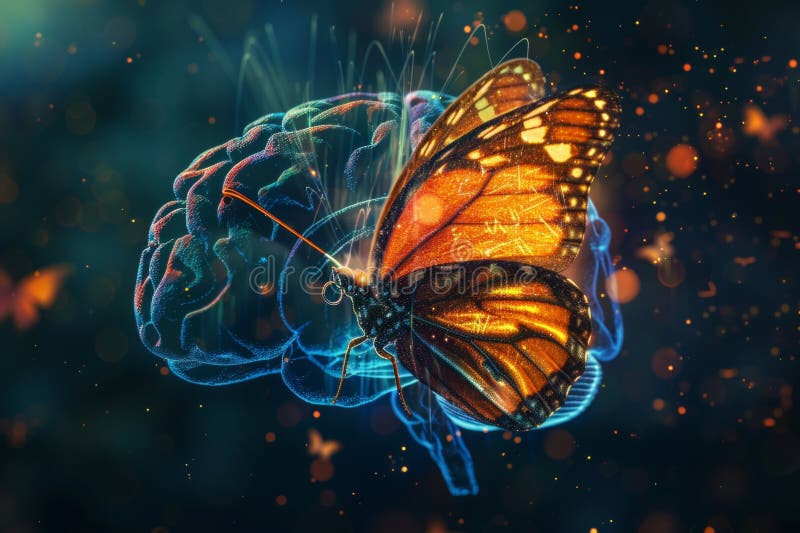 A Human Brain Transforming into a Butterfly Symbolizing Personal Growth ...