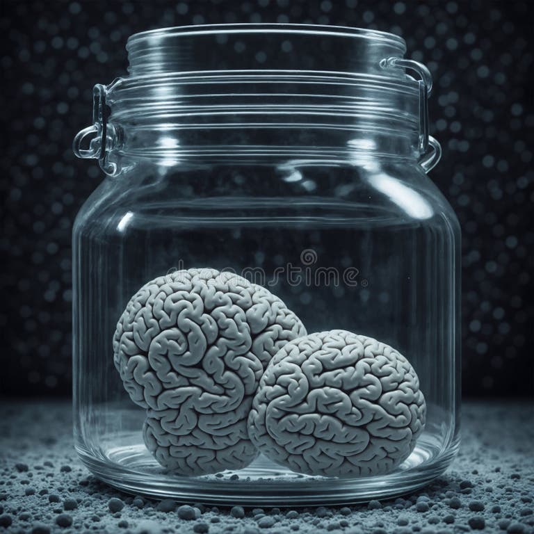 Human brain in a glass jar stock illustration. Illustration of ...