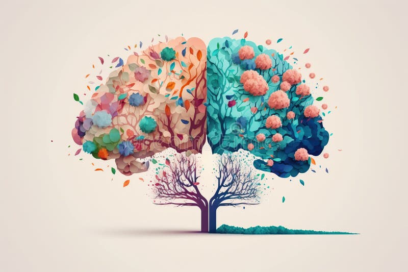 Human Brain Tree Abstract. Colorful Stock Illustration - Illustration ...
