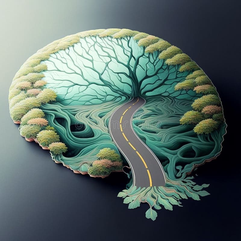 Human Brain with Floral Tree Stock Illustration - Illustration of ...